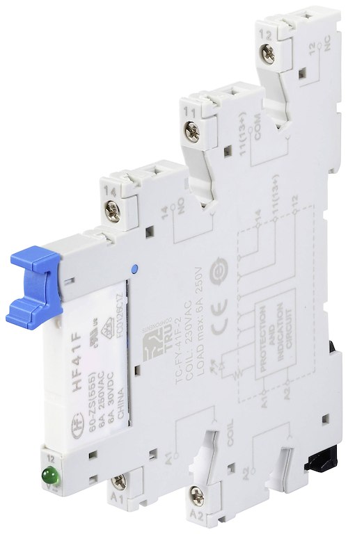 Tru Components TC-FI-41F-2 230V industrijski relej Nazivni napon: 230 V/AC Uklopna struja mak.: 6 A 1 NC, 1 NO