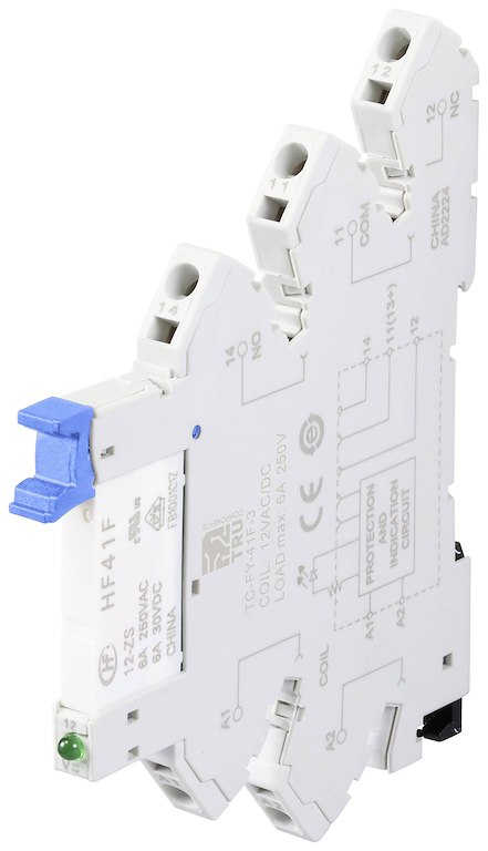 Tru Components TC-FI-41F-3 12V industrijski relej Nazivni napon: 12 V/DC, 12 V/AC Uklopna struja mak.: 6 A 1 NC, 1 NO