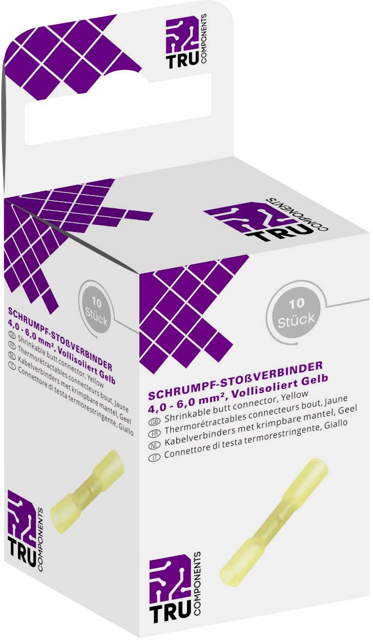 Tru Components T1904C070 udarni konektor sa skupljacom cevi 4 mm 2 6 mm 2 potpuno izolovana zuta 10 kom