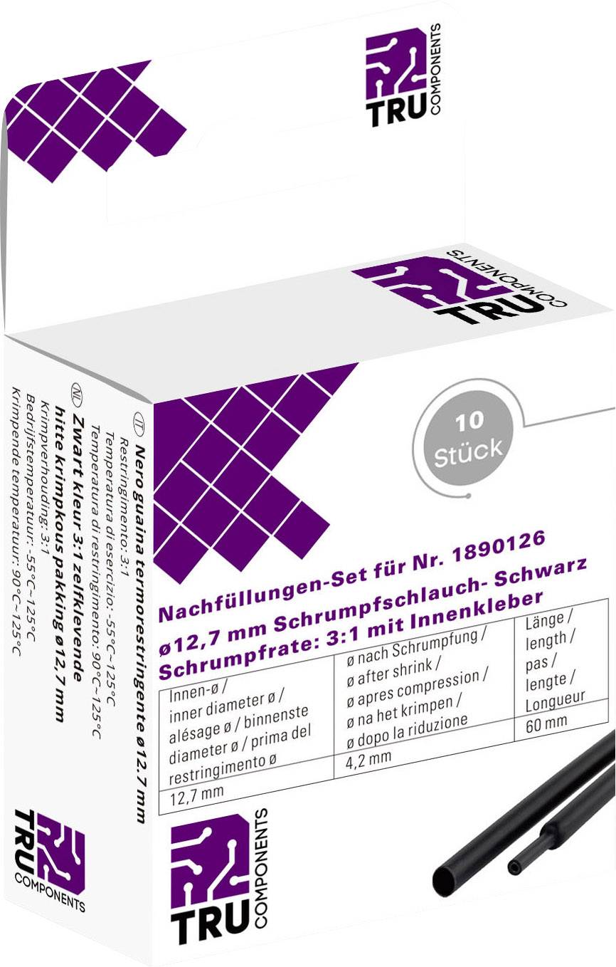 Tru Components T1807CA007H termoskupljajuca cev sa lepkom crna 12,70 mm 4,20 mm Odnos skupljanja:2:1 10 kom
