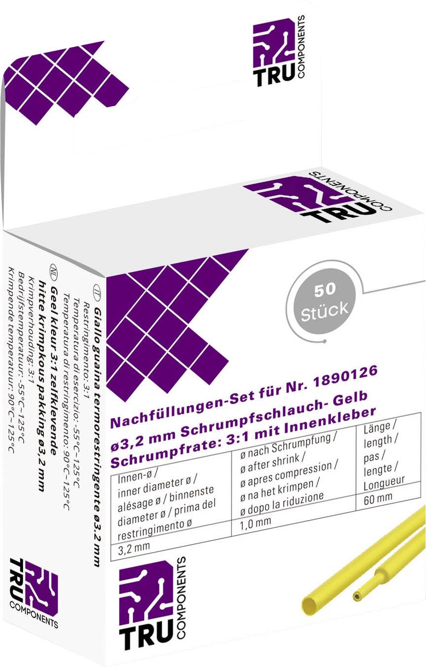 Tru Components T1807CA007C termoskupljajuca cev sa zutim lepkom 3,20 mm 1 mm Odnos skupljanja:2:1 50 kom