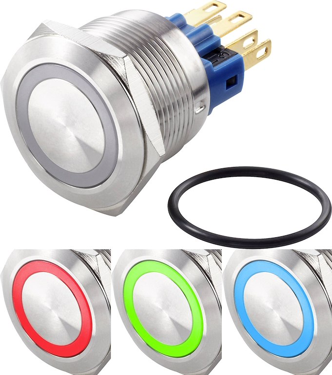 Tru Components TC-7494636 TC-GK22-11E/41RGB/ prekidac sa zastitom od vandalizma 250 V/AC 3 A 1 * iskljuceno/(ukljuceno) dugme crveno, zeleno, plavo, RGB IP65