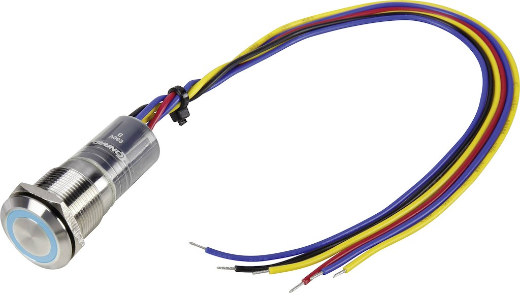 Tru Components LAS1-GK-11E/B/230V/IP67 dugme sa zastitom od vandalizma 250 V/AC 3 A 1 * iskljuceno/(ukljuceno) IP67 dugme