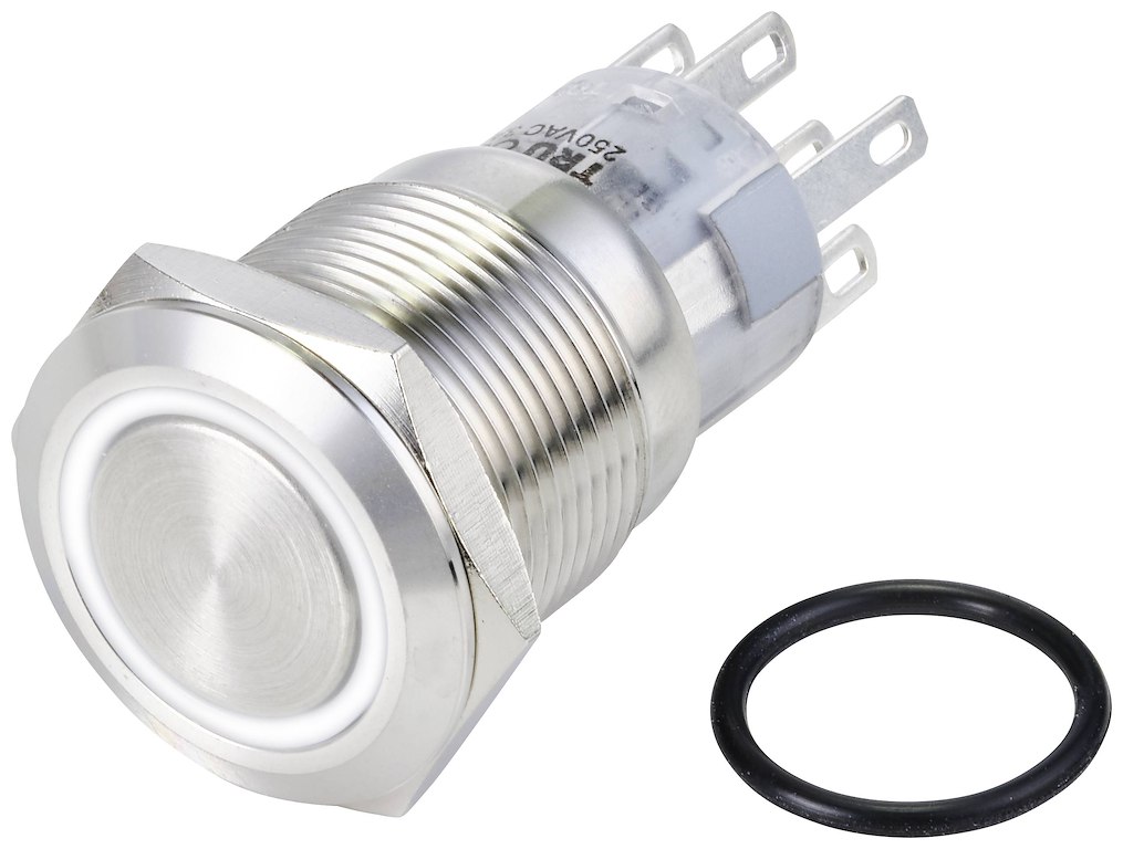 Tru Components TC-10090988 LAS1-AGK-22ZE/V/24V/S dugme sa zastitom od vandalizma 250 V/AC 3 A 2 * na/na zakljucavanje belo IP65