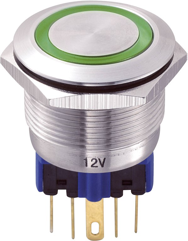 Tru Components GK22-11E/G/12V dugme sa zastitom od vandalizma 250 V/AC 5 A 1 * ukljuceno/(ukljuceno) IP65 dugme
