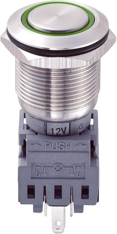 Tru Components LAS1-BGK-11E/G/12V dugme sa zastitom od vandalizma 250 V/AC 5 A 1 * iskljuceno/(ukljuceno) IP67 dugme