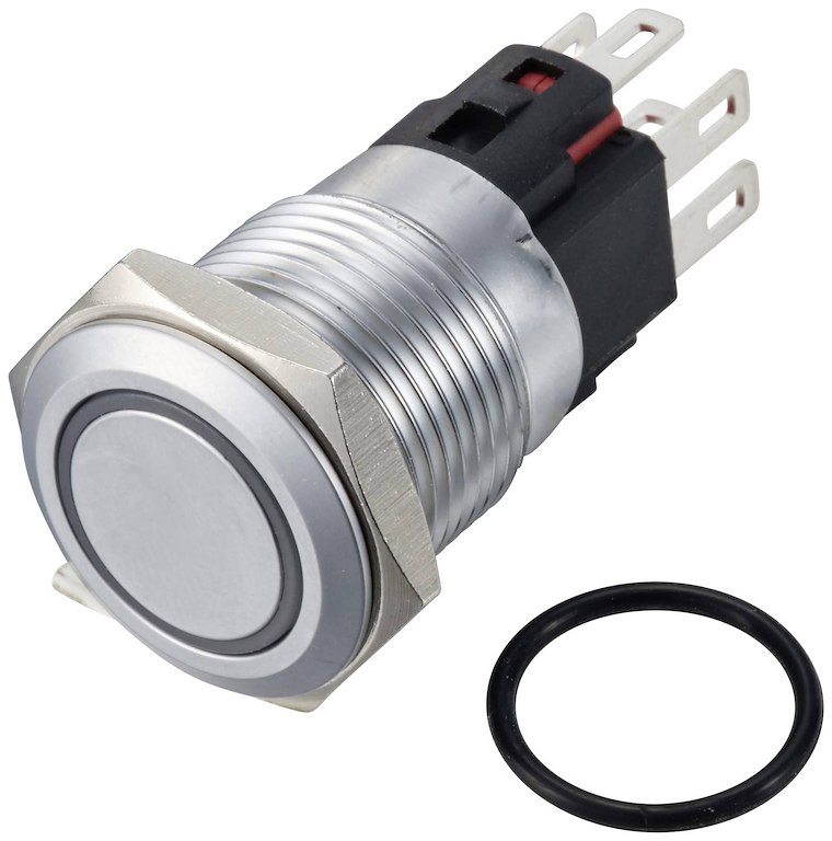 Tru Components TC-12647516 dugme 250 V/AC 3 A 1 * iskljuceno/(ukljuceno) IP65 RGB dugme mesing, hromirano