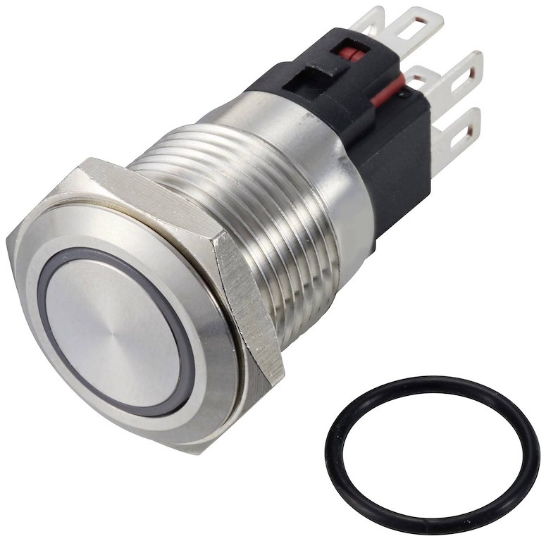 Tru Components TC-12647412 prekidac sa dugmetom 250 V/AC 3 A 1 * iskljuceno/(ukljuceno) IP65 RGB nerdjajuci celik sa zasunom
