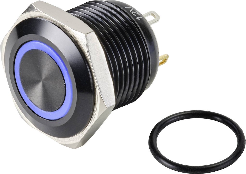 Tru Components TC-9428164 GK16F-10E/J/B/12V/A dugme 48 V/DC 2 A 1 * dugme iskljuceno/(ukljuceno) plavo IP65