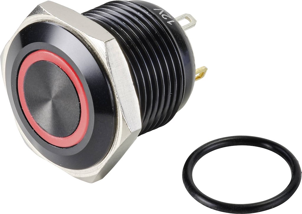 Tru Components TC-9428160 GK16F-10E/J/R/12V/A dugme 48 V/DC 2 A 1 * dugme iskljuceno/(ukljuceno) crveno IP65