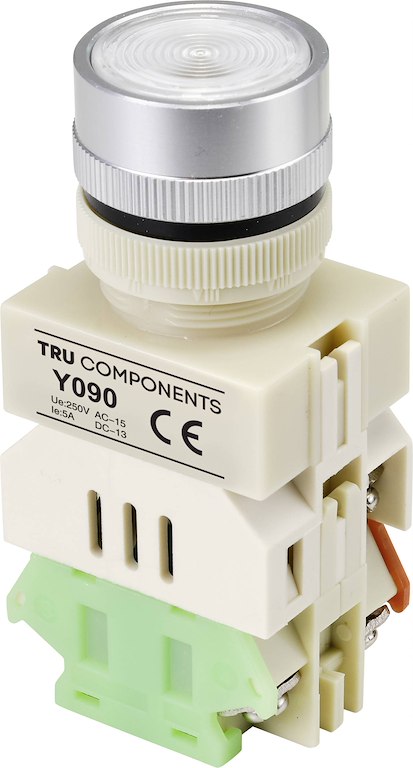 Tru Components TC-9219088 I090 dugme 250 V/AC 5 A 1 * dugme za ukljucivanje/(ukljucivanje) belo (fi) 30 mm
