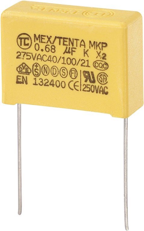 Tru Components MKP-*2 MKP-*2-kondenzator za suzbijanje radio smetnji, radijalno ozicen 0,68 mikroF 275 V/AC 10% 22,5 mm (D * s * V) 26,5 * 10 * 19 mm