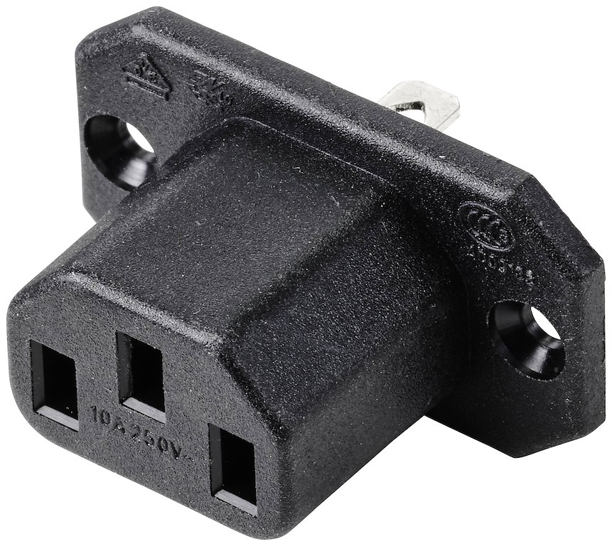 Tru Components TC-10088408 IEC konektor zenski konektor za ugradnju, vertikalni Ukupan broj polova: 3 10 A crni
