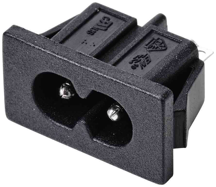 Tru Components TC-10088404 IEC konektor muski konektor za ugradnju, vertikalni 2,5 A crni