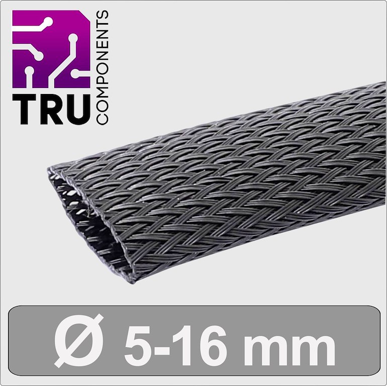 Tru Components TC-13377548 T24CA103 pleteno crevo crni poliester 5 do 16 mm 1m