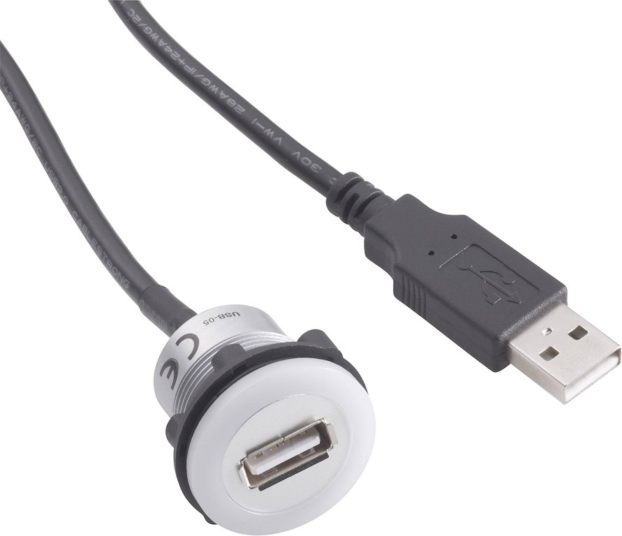 USB A uticnica za ugradnju 2.0 uticnica za ugradnju 1 * USB A uticnica na 1 * USB A utikac sa osvetljenjem i kablom od 1,50 m TRU Sadrzaj komponenti: ad