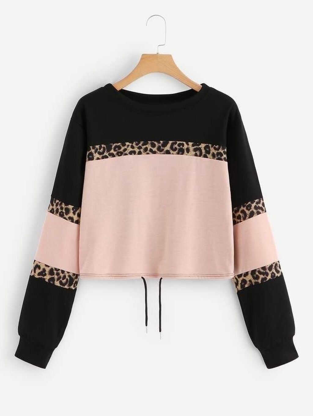 Duks bluza sa elastinom. Kombinacija boja crna,leopard print,puder