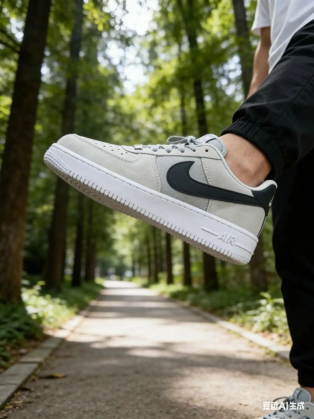Nike Air Force 1 Low patike – siva gornjište sa crnim Swoosh logotipom