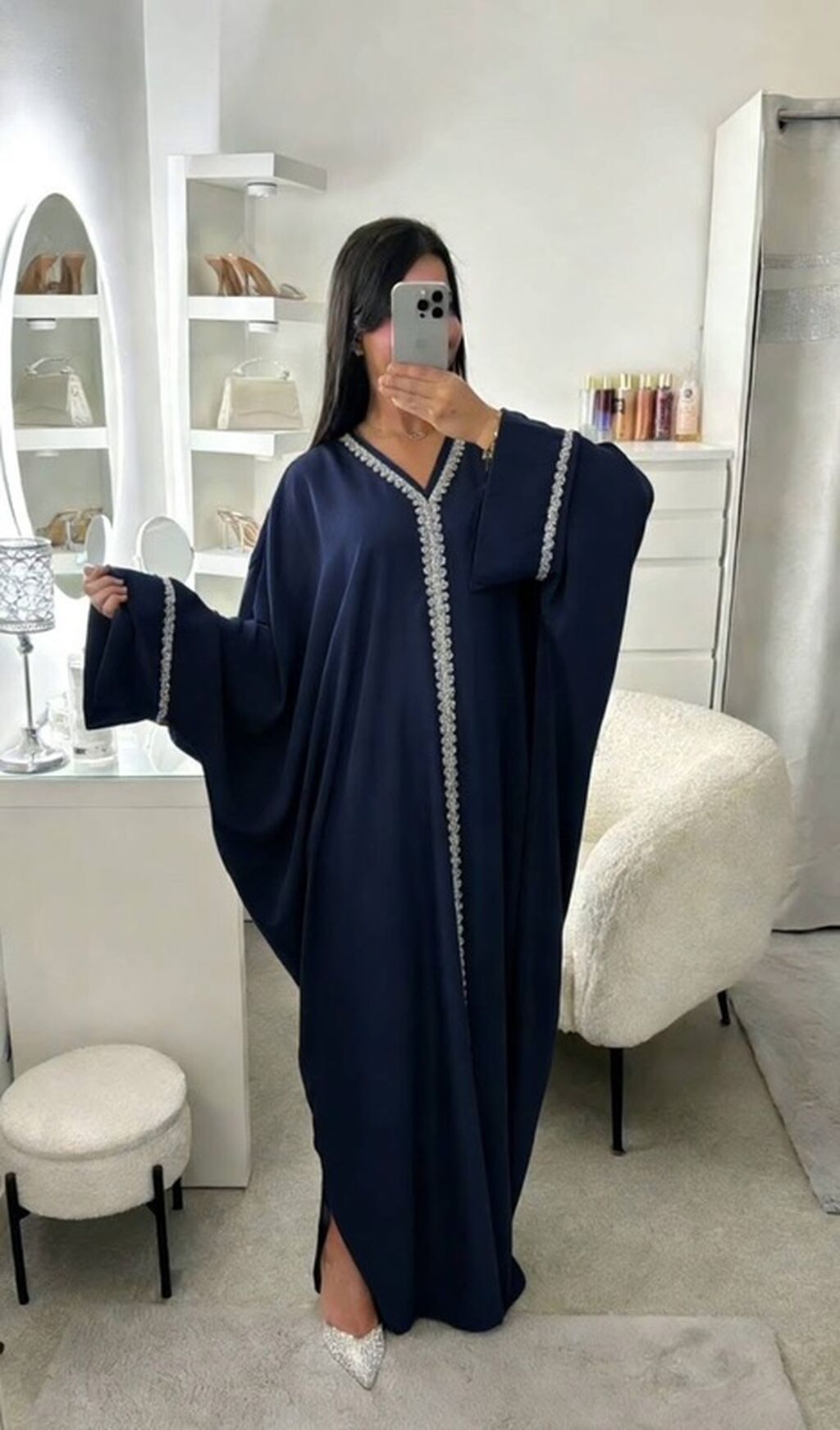 ✨Ženska kaftan/abaya haljina sa ukrasnom čipkanom trakom - Model
