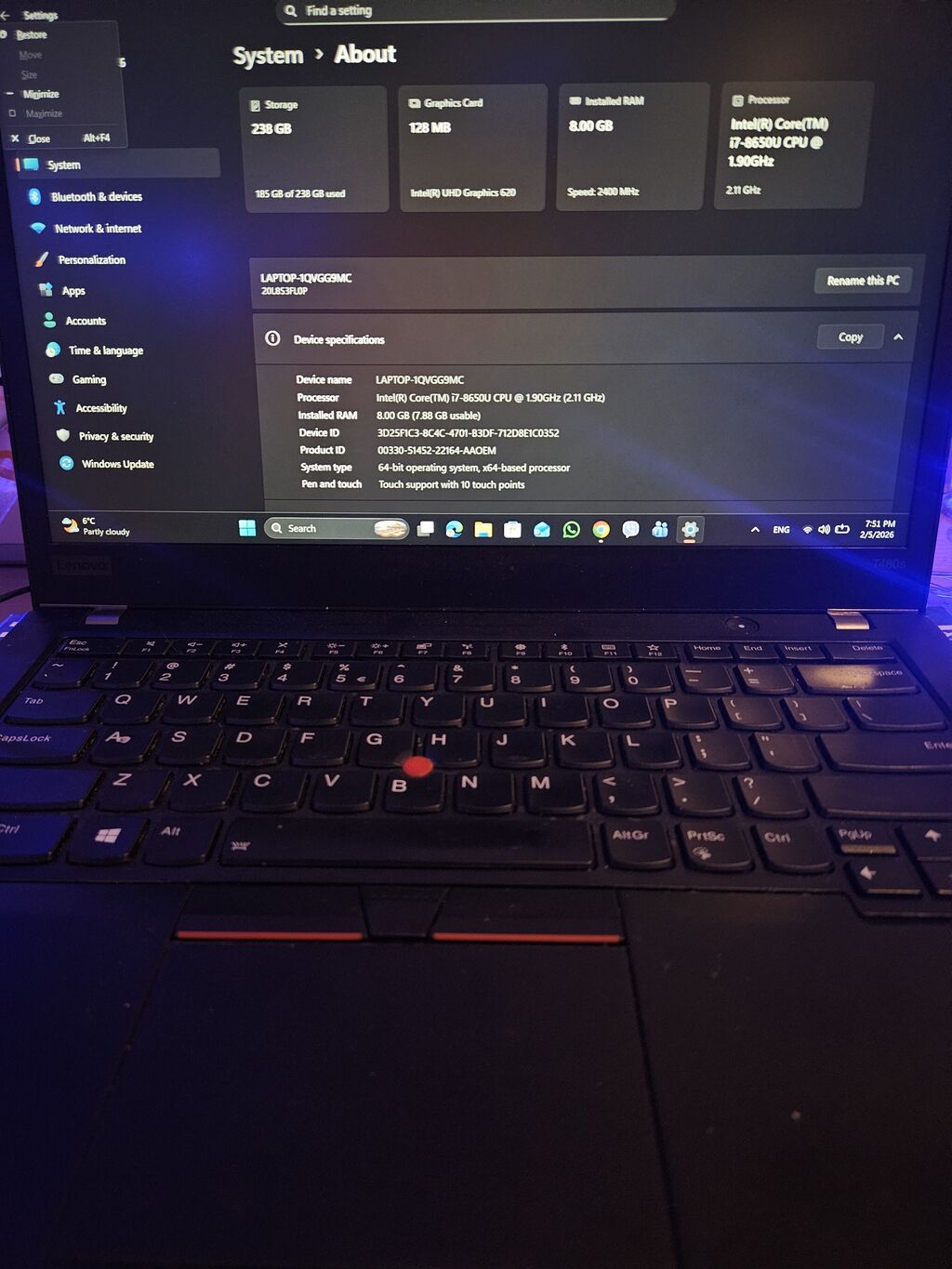 Lenovo ThinkPad (serija T/X) – 14" poslovni laptop sa ekranom