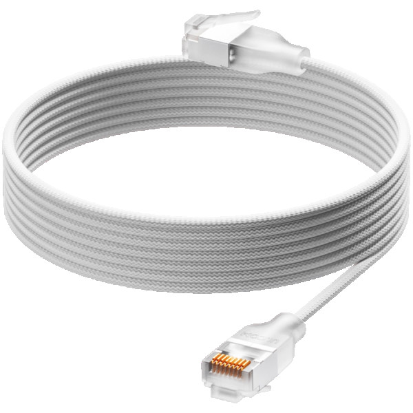 Ubiquiti UACC-Cable-Patch-EL-C6A-0.3M-W Ultra-thin braided patch cable, designed and optimized for 10 GbE networking, Translucent booted RJ