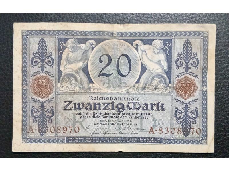 20 maraka (Zwanzig Mark) Nemačka 1915 god.