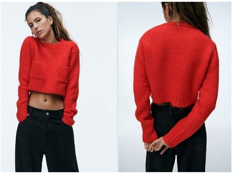 **ZARA** cropped džemper sa vunom i alpakom, KAO NOVO