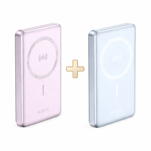 Havit magsafe power bank PB5203 10000mAh plava + Havit magsafe power bank PB5203 10000mAh pink