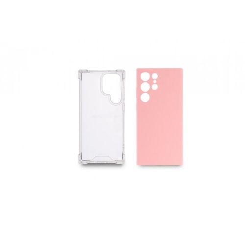 JUST IN CASE Silikon 2u1 za Samsung S23 ULTRA - Providna i Puder-Roze