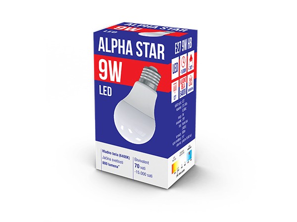 Alpha Star E27 9W Hladno bela led sijalica