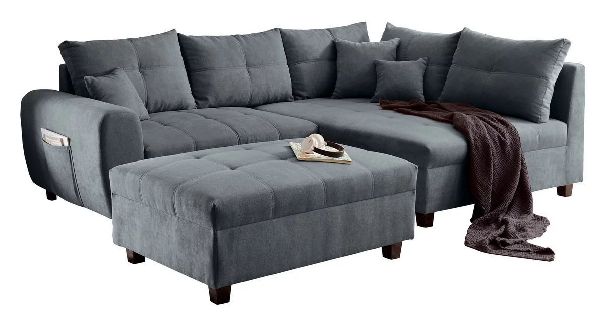 ECKSOFA inkl. Hocker antracit