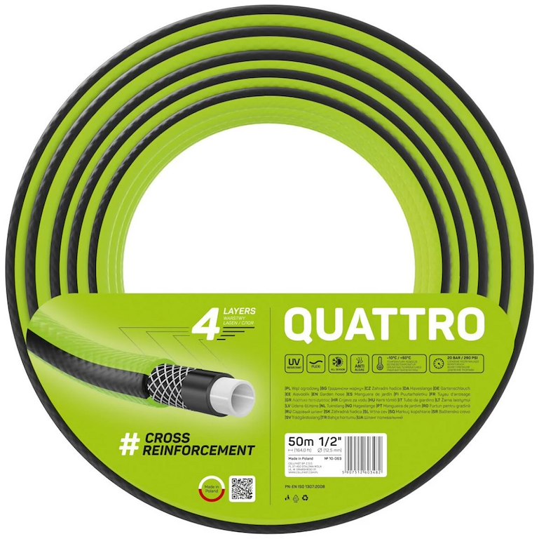 Baštensko crevo QUATTRO 4 sloja 1/2 ”50 mb 10-063