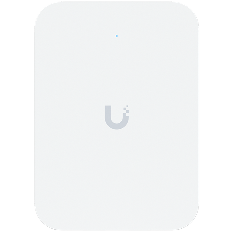 Ubiquiti UniFin U70IW Wall mounted WiFi 7 AP with 4 spatial streams and an integreated 2.5GbE PoE switch desined for hospitality enviorments