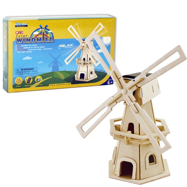 3D drvene puzzle solarne vetrenjača 64-741000
