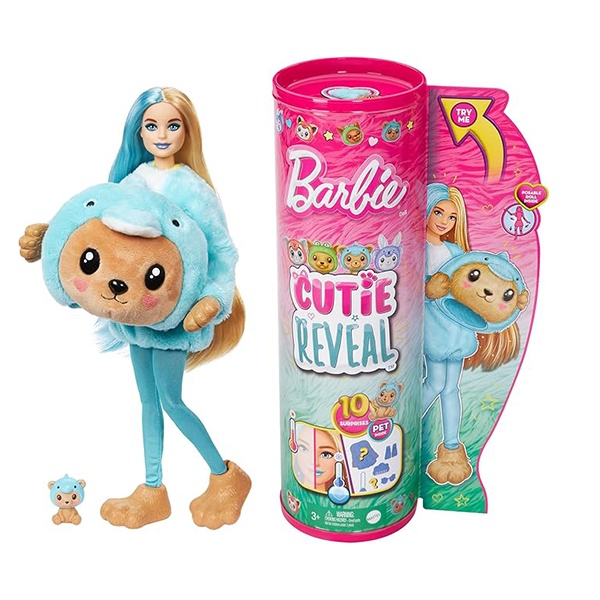 Barbika Cutie Reveal Colorful meda delfin Barbie 178582