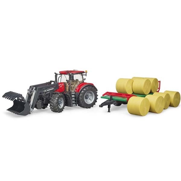 Traktor Case IH Optum 300CVX sa utovarivačem i prikolicom sa balama Bruder 031985
