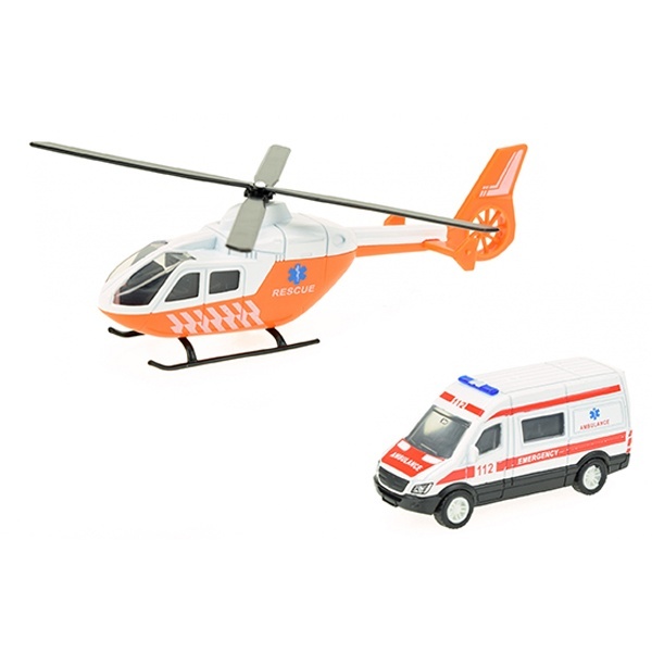 Set vozila Helikopter i Hitna Pomoć metal Toi Toys 235266