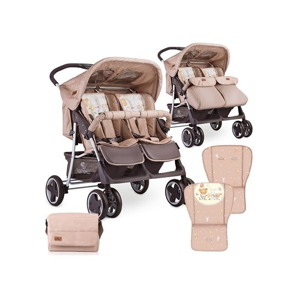 Kolica za blizance Twin Beige Bear Party Lorelli 10020071954