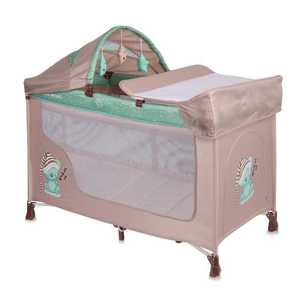 Prenosivi krevetac San Remo 2 nivoa Plus Beige&Green Sleeping Bear Lorelli 10080081802