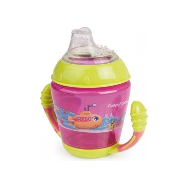 Baby Non Spill Šolja sa Ručkama Happy Vehicles Canpol Babies 56/502-pink