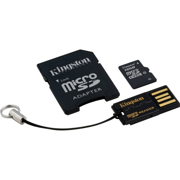 MicroSD16GB MobilityKit Class10+SDadapter+USBcitac Kingston