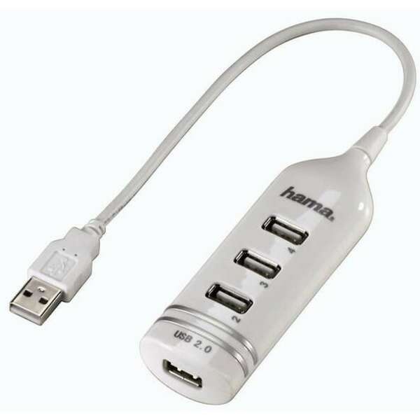 USB 2.0 razdelnik 1:4, HAMA beli 39788