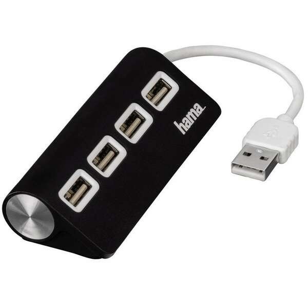 USB 2.0 razdelnik 1:4, HAMA crna 39776