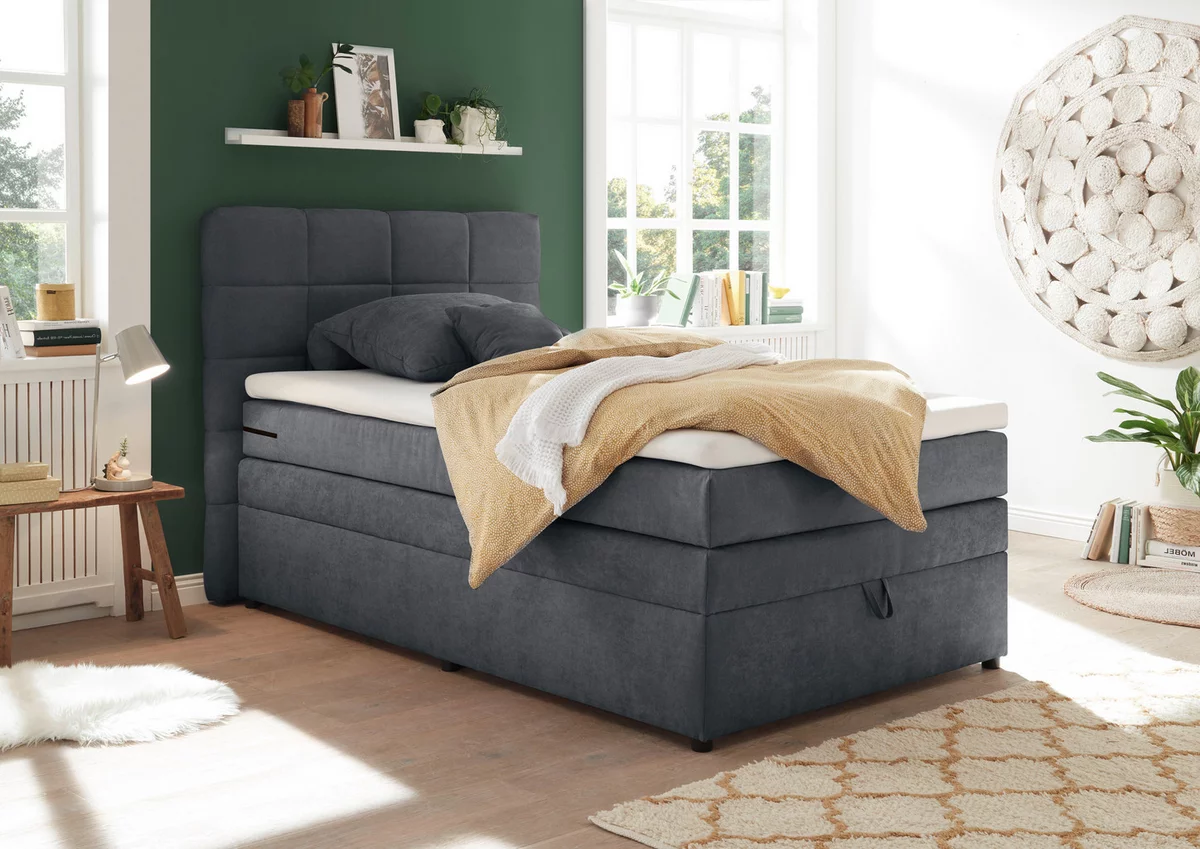 BOXSPRING KREVET 120/200 cm antracit