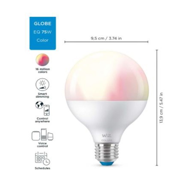 Led wifi sijalica 11W (100W) G95 E27 922-65 RGB WiZ WIZ011