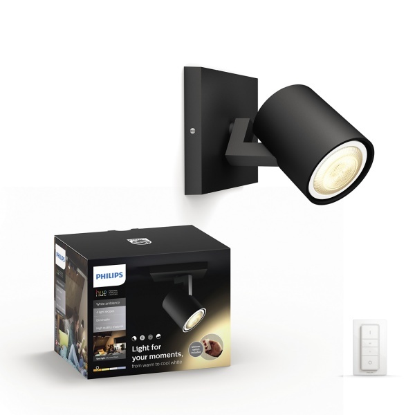 Spot lampa Runner Crna Philips Hue sa Hue Dimerom 53090/30/P7