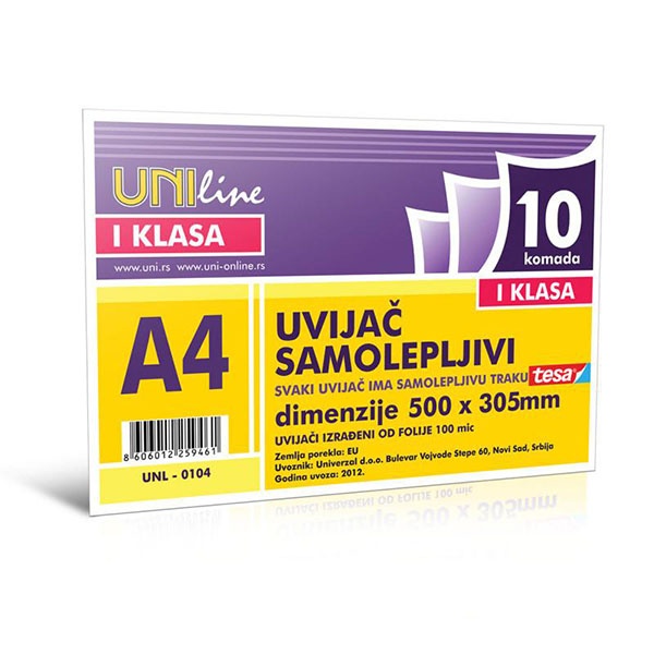 Uvijač za sveske A4 10/1 samolepljivi UNI LINE 56112
