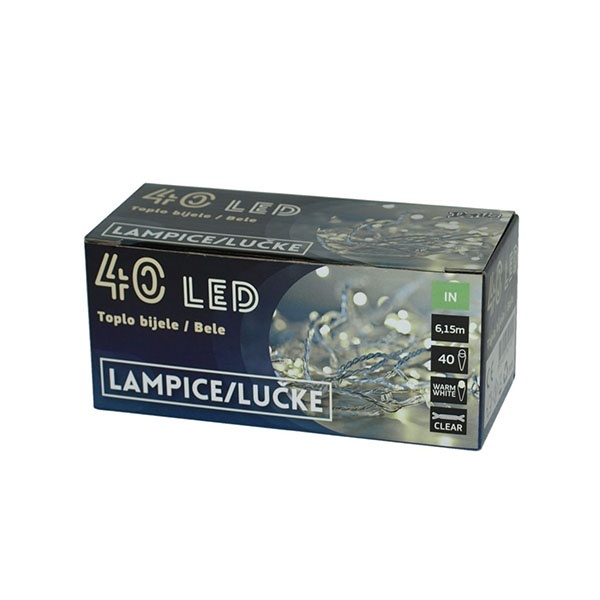 Novogodišnje LED lampice 40 komada bele B-O 52-102000