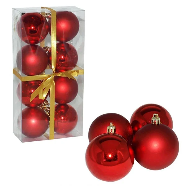 Novogodišnji ukrasi Kuglice 7cm 8kom crvene 51-313000