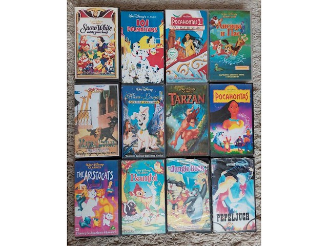 Vhs kasete sa Disney-vim crtanim filmovima